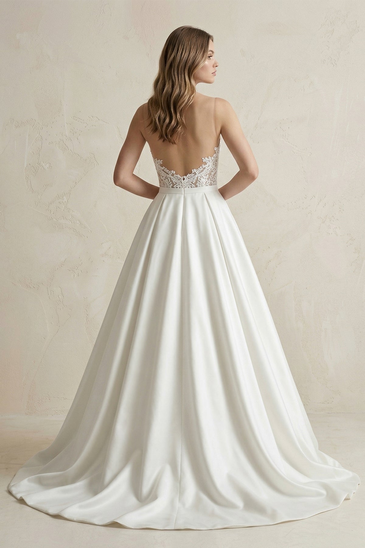 SHEISME | Sweetheart Appliqued Satin Ball Gown Wedding Dress in White